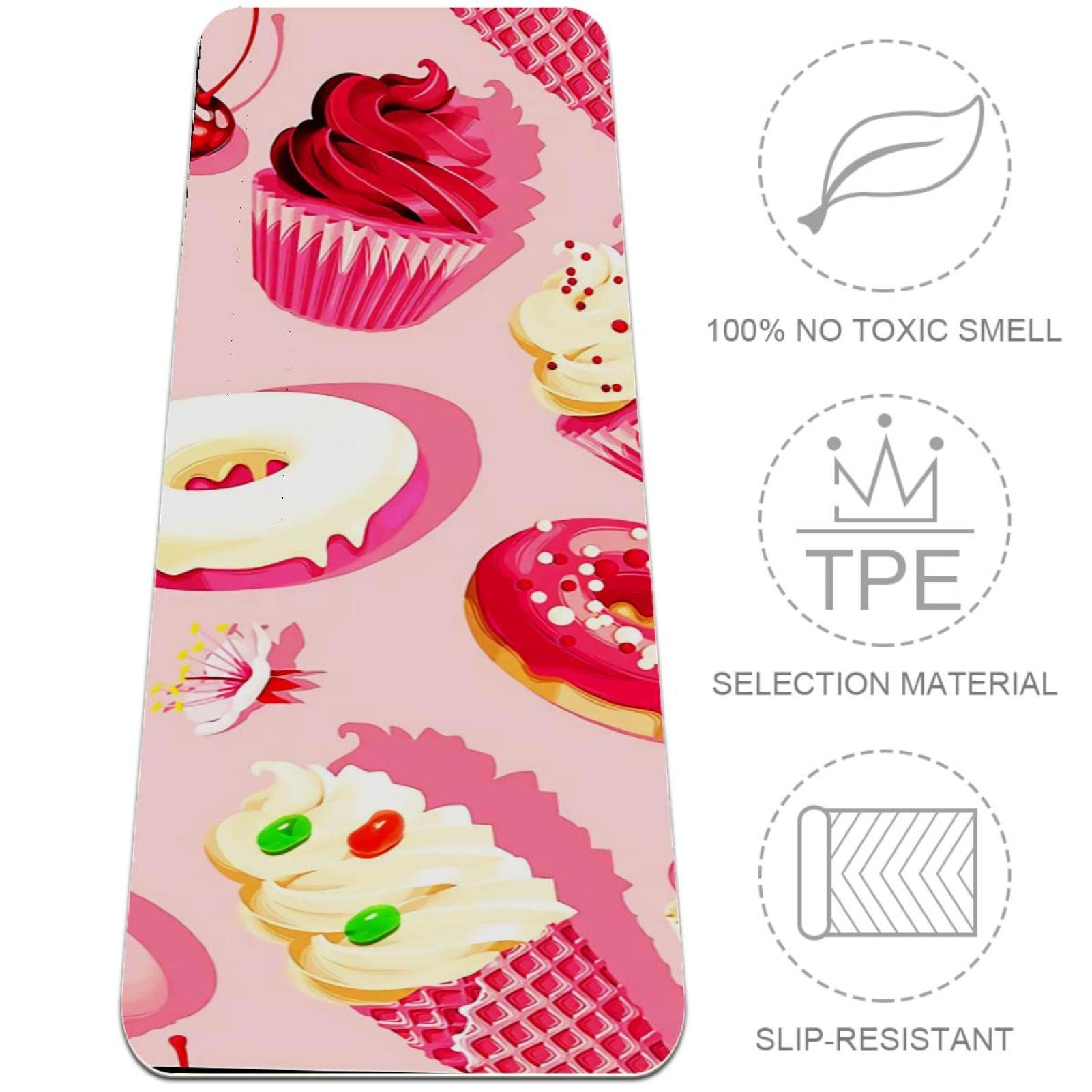 Yoga Mat, Yoga Mats for Home Workout, Workout Mat, Exercise Mats, Pilates Mat, Ice Cream Donut Gourmet