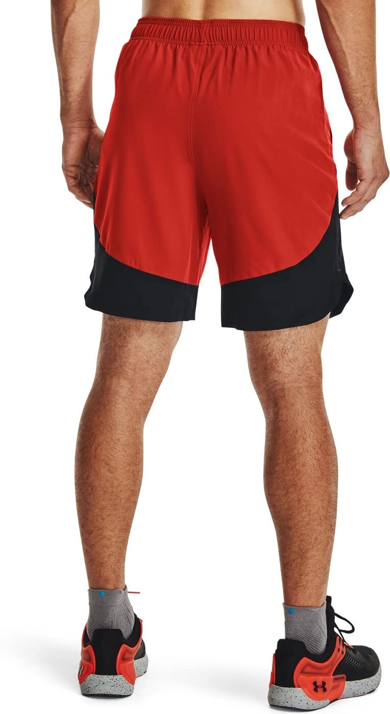 Under Armour Men's HIIT Woven Colorblock Shorts, Radiant Red (839)/Phoenix Fire, X-Large