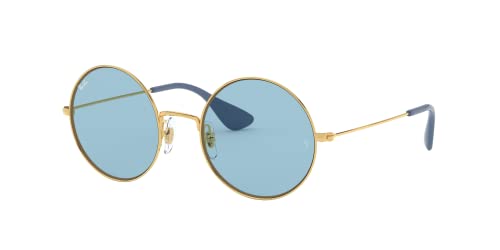 Ray-Ban RB3592 Ja-Jo Round Sunglasses, Gold/Light Blue External Av, 55 mm