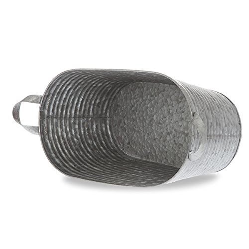 The Lucky Clover Trading Oblong Galvanized Metal with Ridges-Large Container, Silver