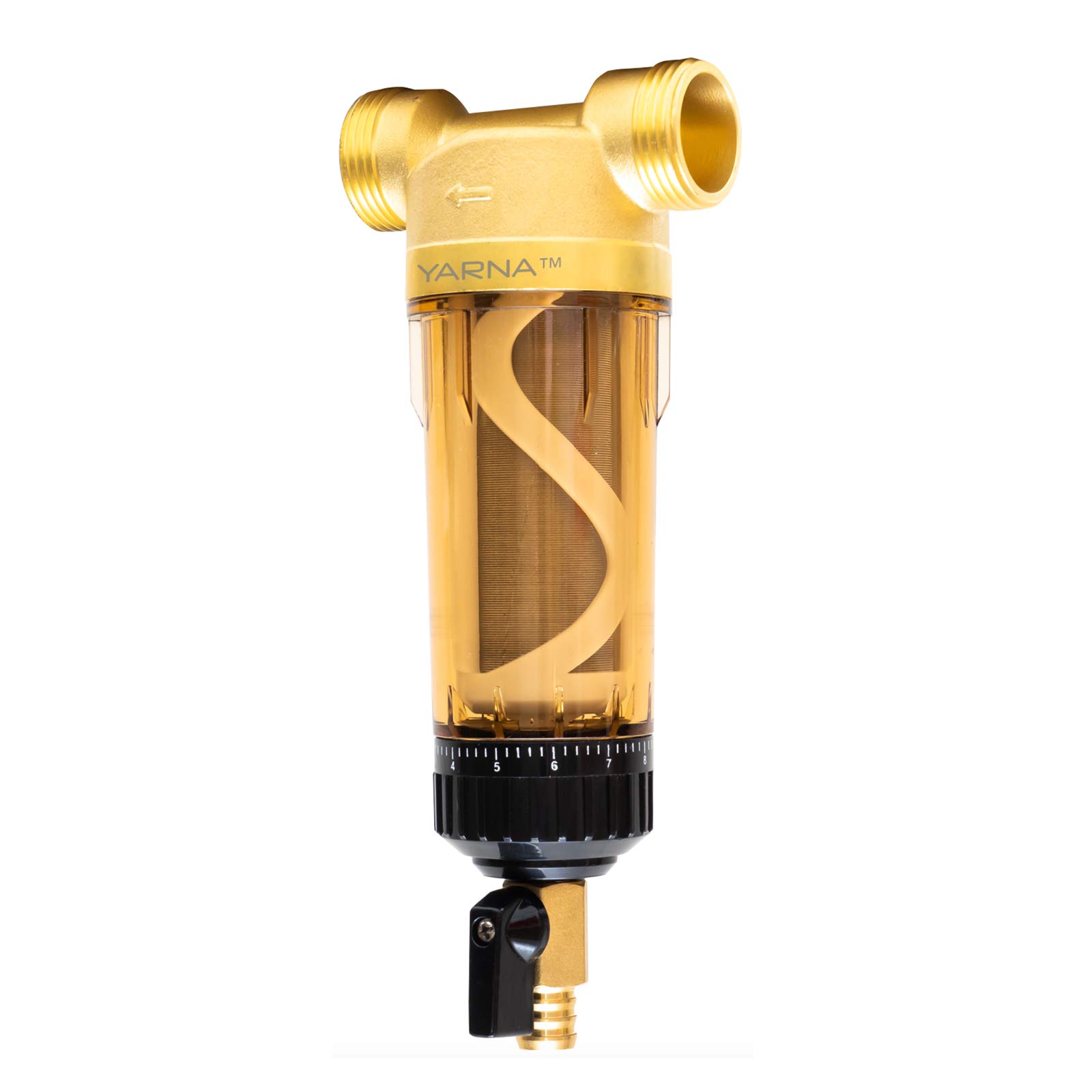 Sediment Water Filter - Whole House Reusable Filtration Water System - Spindown Prefilter 50 Micron (3/4" Male NPT + 1/2" Female NPT)