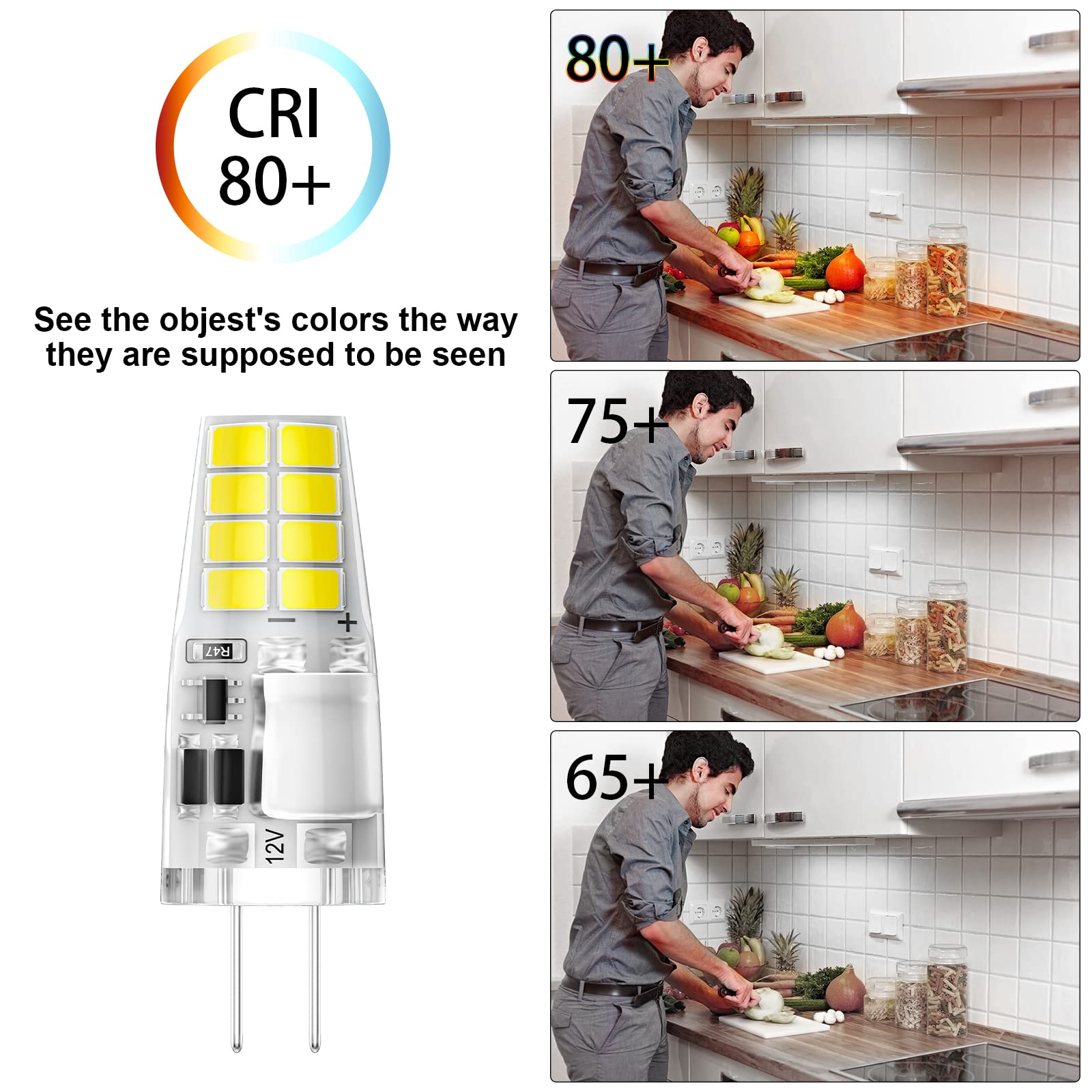 TAIYALOO G4 LED Bulb 3W 6000K Daylight White Bi-Pin T3 JC Type 12V AC/DC 20W-30W Halogen Bulb Replacement for Under Cabinet Puck Light, Chandeliers, Landscape Lighting, Non-dimmable, 10-Pack