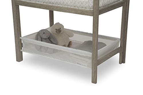 Simmons Kids Farmhouse 2-in-1 Wood Bedside Bassinet Sleeper and Changer - Portable Crib and Changing Table with High-End Wood Frame, Royal Charms