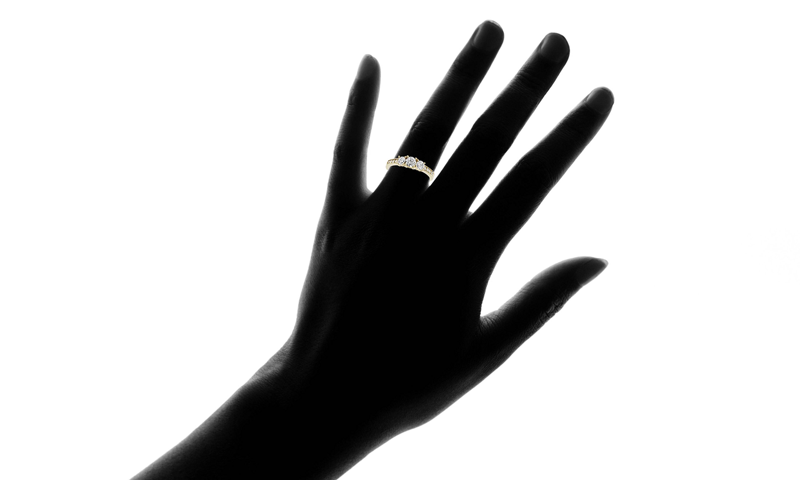 P3 POMPEII3 1 Ct 3-Stone Diamond Engagement Ring 10K Yellow Gold - Size 6.5