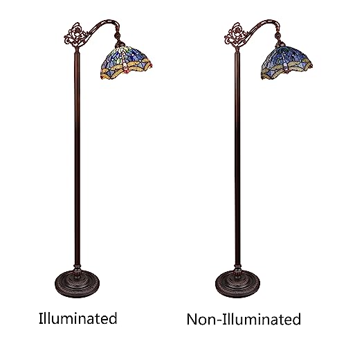 Radiance Goods Dragonfly-Style 1-Light Dark Bronze Finish Reading Floor Lamp 11" Shade