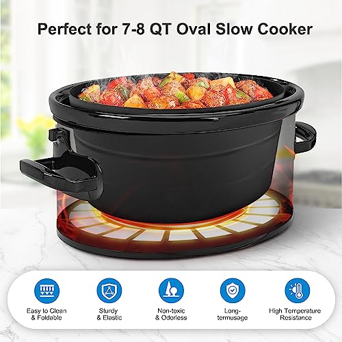Silicone Crock Pot Liner, Reusable Slow Cooker Liner, Suitable For Microwave, Oven, 7-8 Quart Oval Slow Cooker Crock Pot (Black)