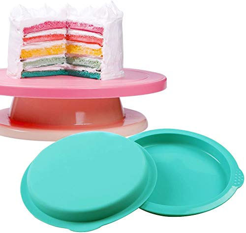 Webake Rainbow Cake Pans, 6 Inch Round Silicone Baking Pans, Set of 6, Great for Jumbo Whoopie Pie, Vegetable Pancakes, Taco Shells, Pizza Crust, Omelet, Frittata, Resin Craft