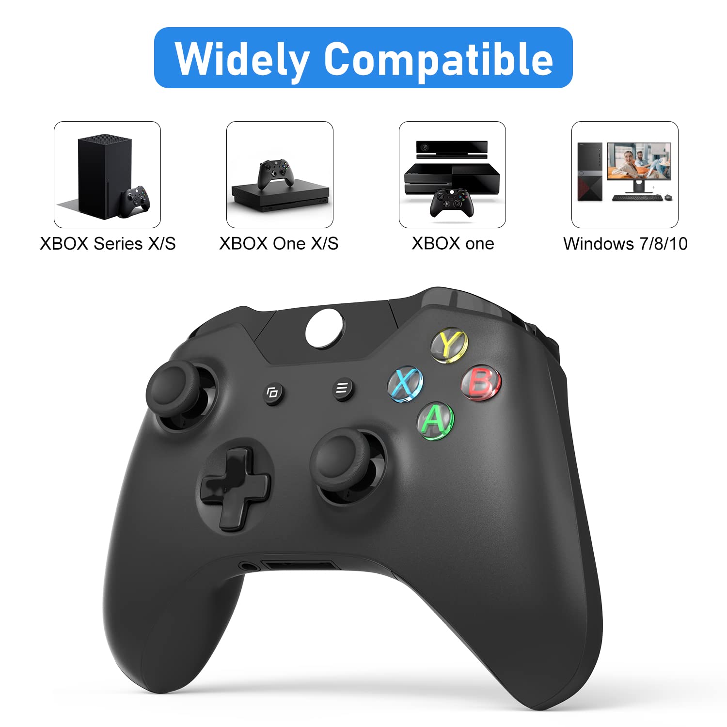 Wireless PC Controller Compatible With Xbox Series X/S/Xbox One/Xbox One S/One X, with Headphone Jack(BLACK)