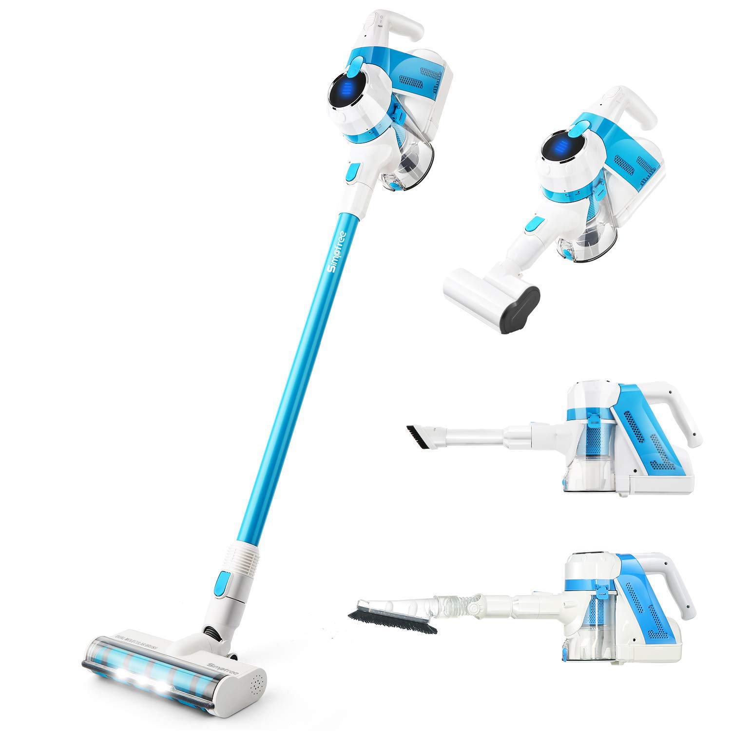 SIMPFREE Cordless Vacuum, 22Kpa Strong Suction Lightweight Vacuum, Handheld Vacuum with Rechargeable Battery, 5 in 1 Brushless Motor Multi-attachments (5 in 1-V10)
