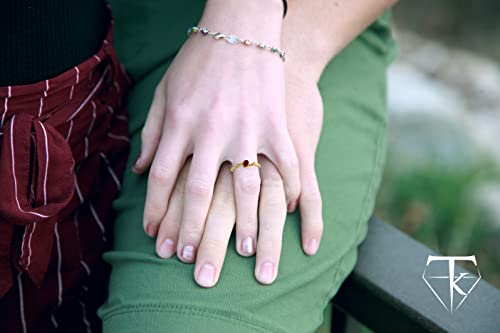 Takar Elegant 14k Gold, Diamond and Rose Gold Genuine Oval Ruby Stackable Ring Genuine Birthstone Ring, 14k Yellow GOLD Red gemstone ring for women. Gold stacking rings for Female MADE IN USA.