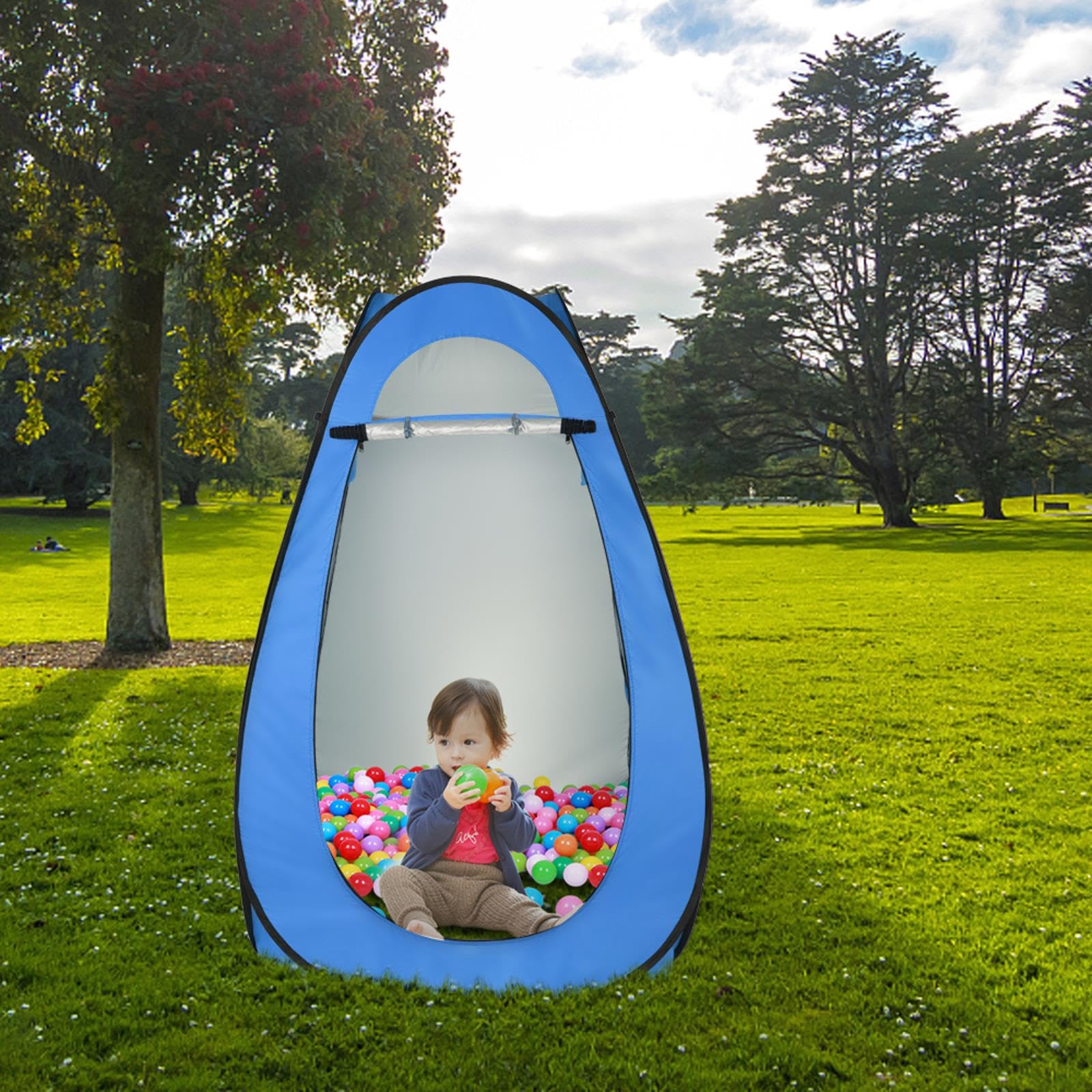 Portable Shower Tent - Pop-Up Changing Room and Camping Shelter Tent for Outdoor Activities - Blue Dressing Tent with Easy Set-Up