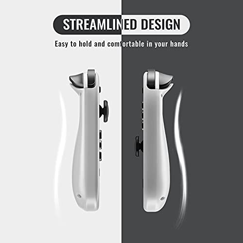 Tenvoonl Joy-Pad Controller Compatible with Switch Joycons with Grip, Switch Controller Supports Wake-up Function (White) (Renewed)