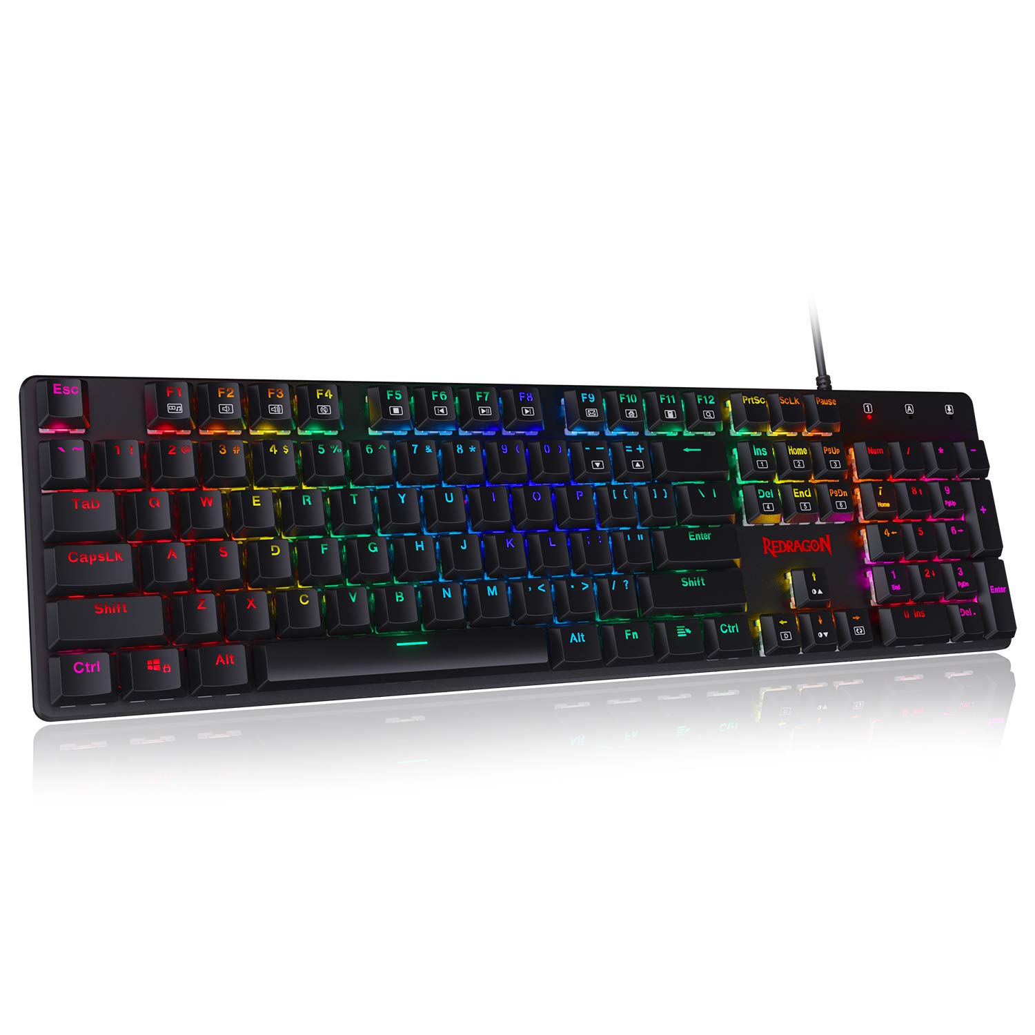 Redragon K589 Shrapnel RGB Low Profile Mechanical Gaming Keyboard, 104 Keys Anti-ghosting Mechanical Keyboard with Linear & Quiet Red Switches, Fast Actuation with Less Travel and Smooth Keys