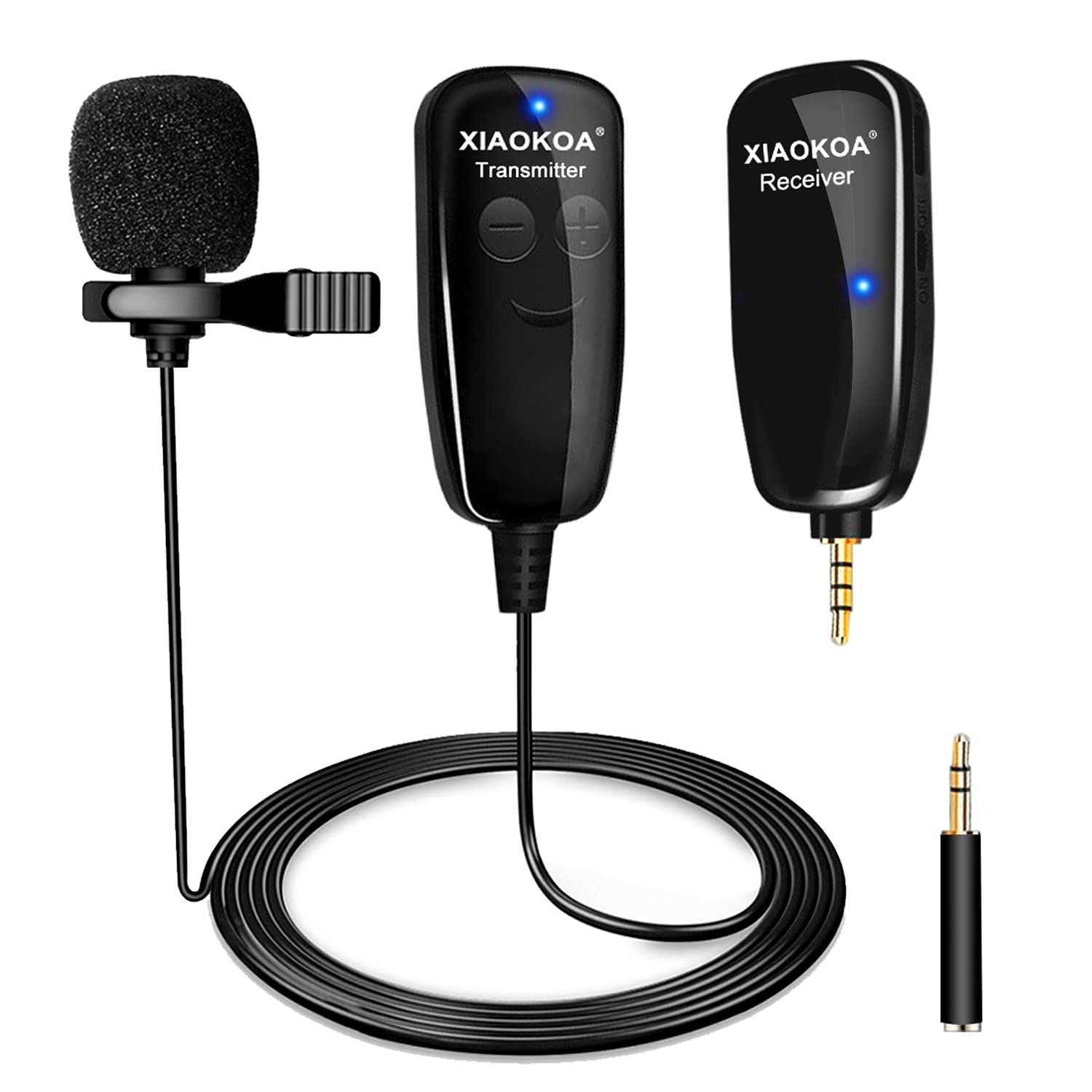 XIAOKOA Wireless Lavalier Lapel Microphone,Professional UHF Video Recording Mic with Clip-on Lapel Mic Compatible with iPhone,Ipad,Android Smartphone,DSLR,for TikTok,YouTube,Interview,Live