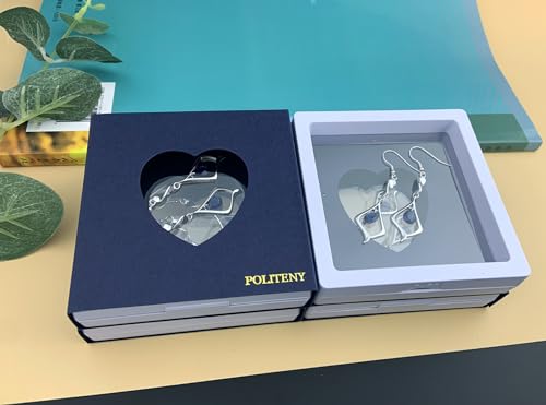POLITENY Silver Dangle Drop Earrings for women hypoallergenic 14k Gold Plataed (sapphire blue)