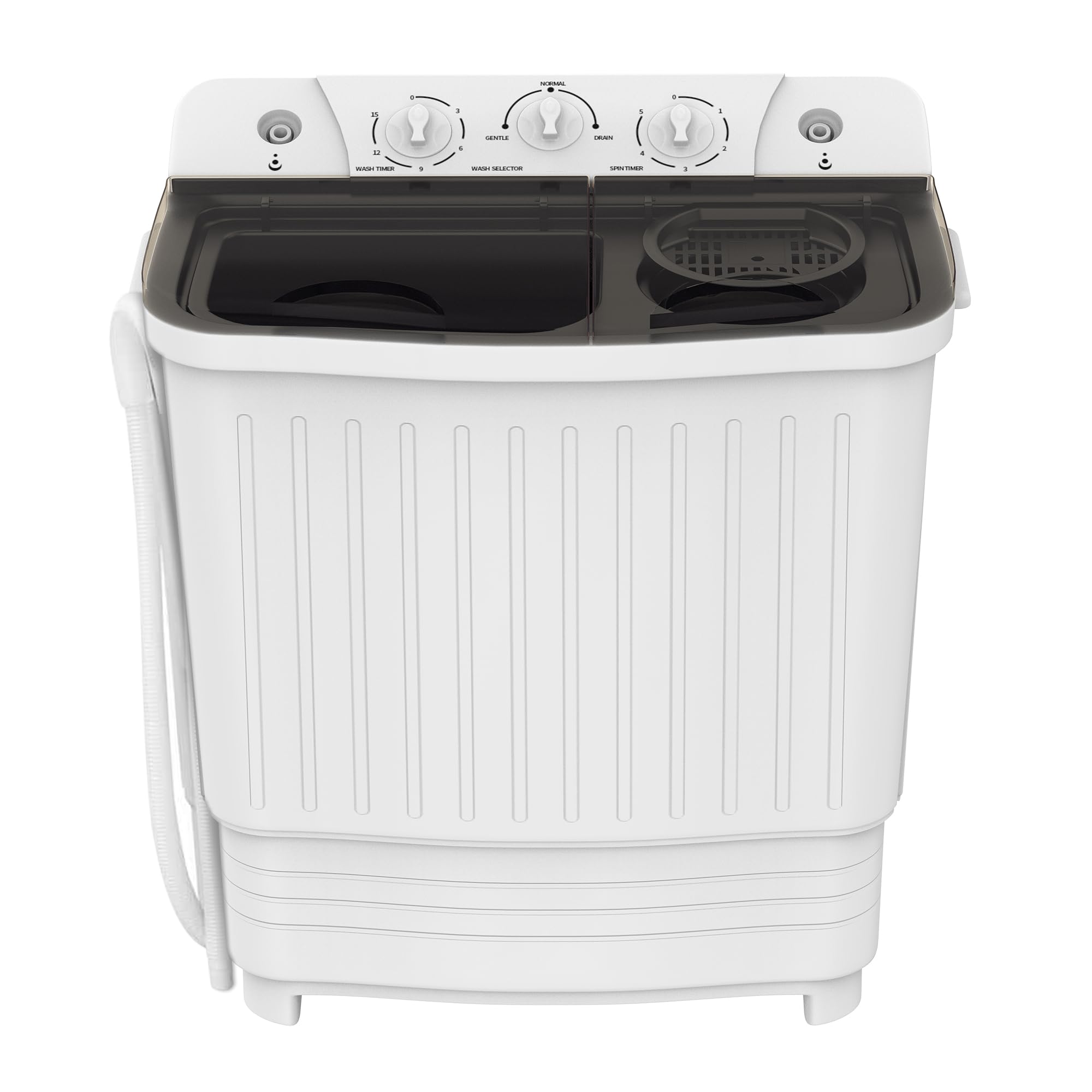 Portable Washing Machine, 2-in-1 Twin Tub 26 lbs Capacity Washer and Spinner with Control Knobs, Timer Function, Drain Pump, Compact Laundry washer for Home Apartment RV, Black