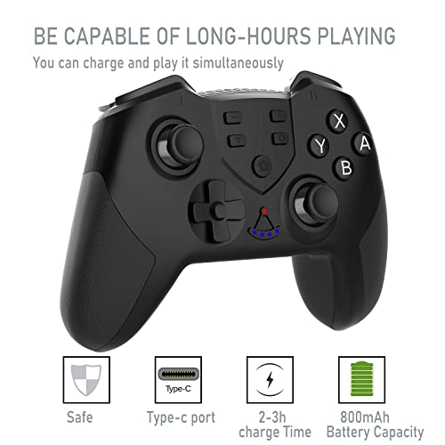 TERIOS Wireless Pro Controller Compatible with Nintendo Switch,Switch Lite - Premium Joypad for Video Games - 3 Levels of Turbo Speed - Adjustable Vibration Intensity - 800mAh Battery (Dark Black)