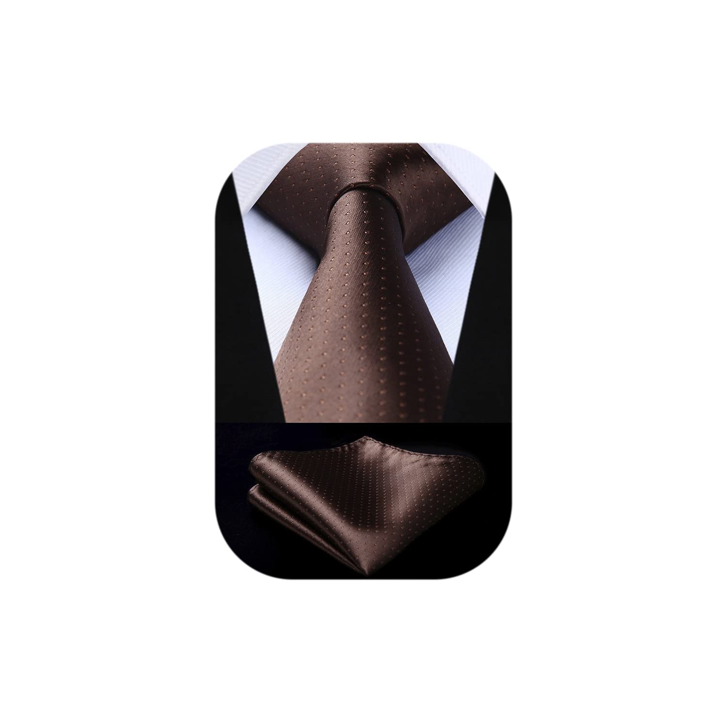 Polka Dot Ties for Men Tie and Pocket Square Set Navy Blue Classic Woven Formal Business Necktie Handkerchief for Wedding Party