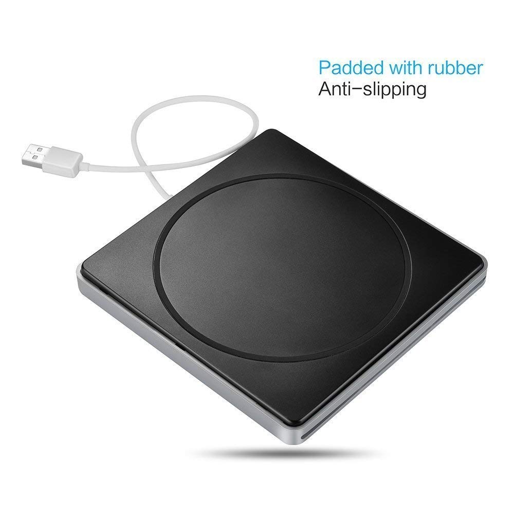 Ploveyy External CD DVD Drive USB Ultra-Slim Portable CD DVD RW/DVD CD ROM Burner/Writer/Superdrive with High Speed Data Transfer for Mac MacBook Pro/Air iMac Laptop (Silver)