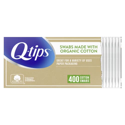 Q-tips Cotton Swabs Organic Swab Ultimate Home and Beauty Tool Made from Organic Cotton, Paper 400 Count(Pack of 4)