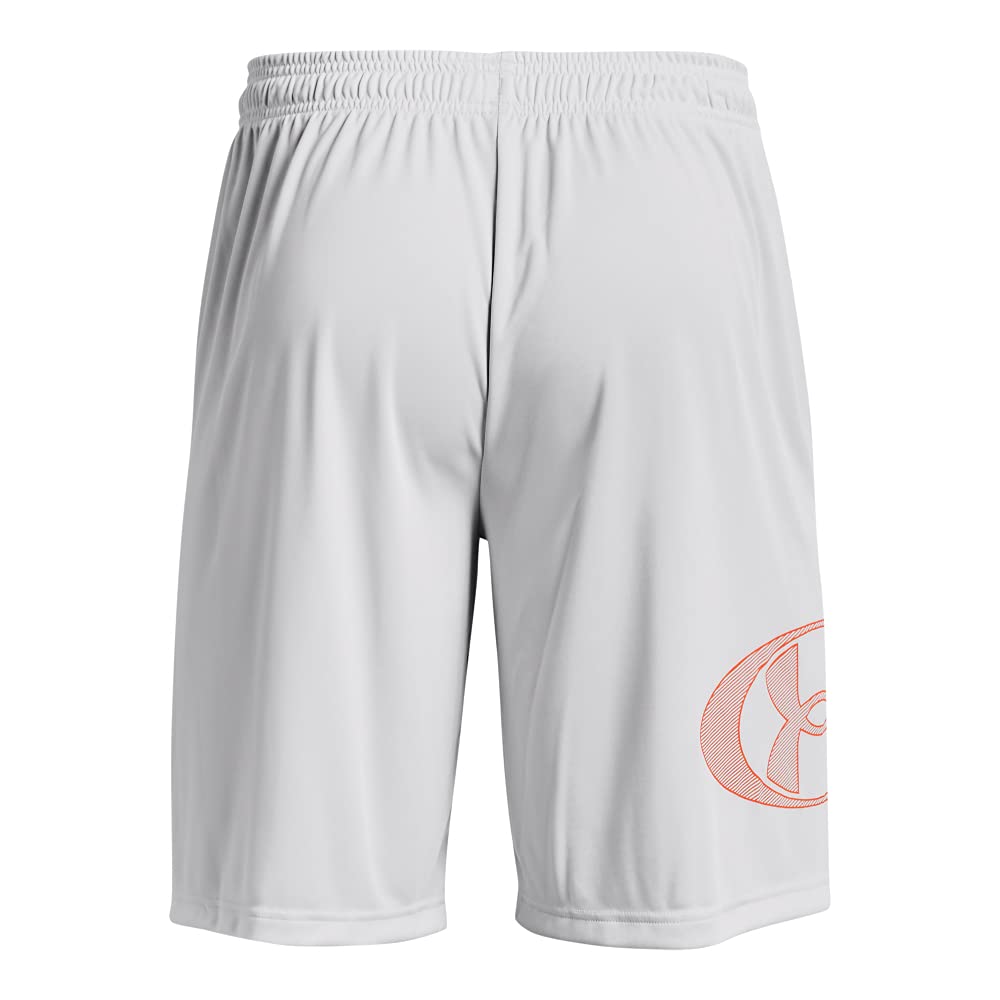 Under Armour Men's Tech Lockertag Shorts, Halo Gray (014)/Phoenix Fire, Large