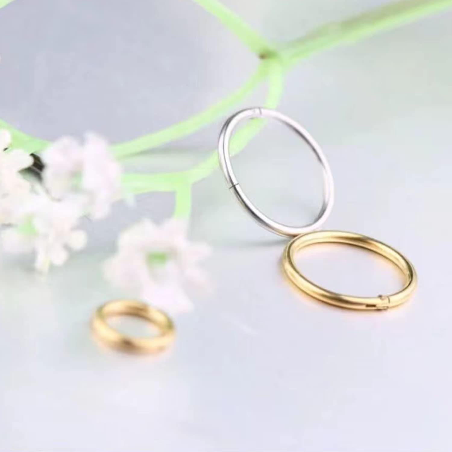 Whisper Nose Rings, 18G Surgical Steel Septum HoopsJewelry Hypoallergenic Hoop Lips 4 Pcs Gold