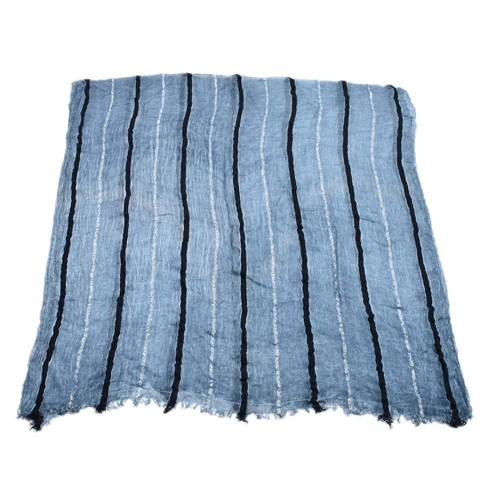 Runtlly Men Scarves Cotton-Linen Soft Warm Crinkle Long Scarf 180308 Blue