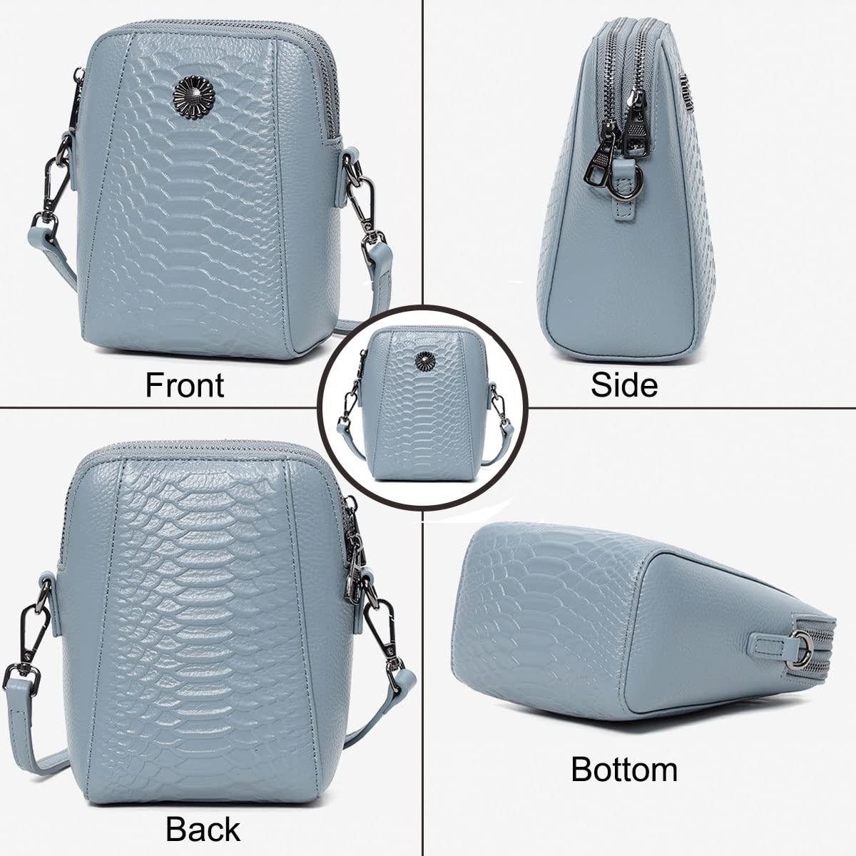YOUNXSL Cell Phone Purse,Cowhide Small Crossbody Bags for Women,Lightweight Crocodile Pattern Shoulder Bag for Ladies
