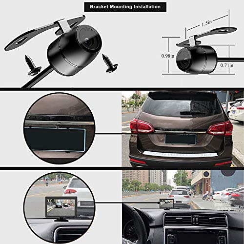 SAMFIWI Backup Camera with Dynamic Moving Guide Line, Waterproof Night Vision Rear View Camera Built-in HD Sensor Suitable for Truck/Pickup Truck/Car(2 Installation Options)