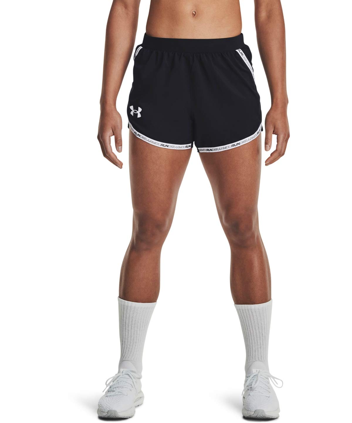 Under Armour Women's Fly by 2.0 Brand Shorts, Black (001)/White, Medium