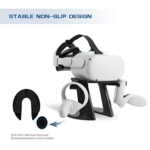 VR Holder,Durable and Stable VR Display Stand Compatible with Oculus Quest,Quest 2 or Rift S Headset and Touch Controllers(Black)
