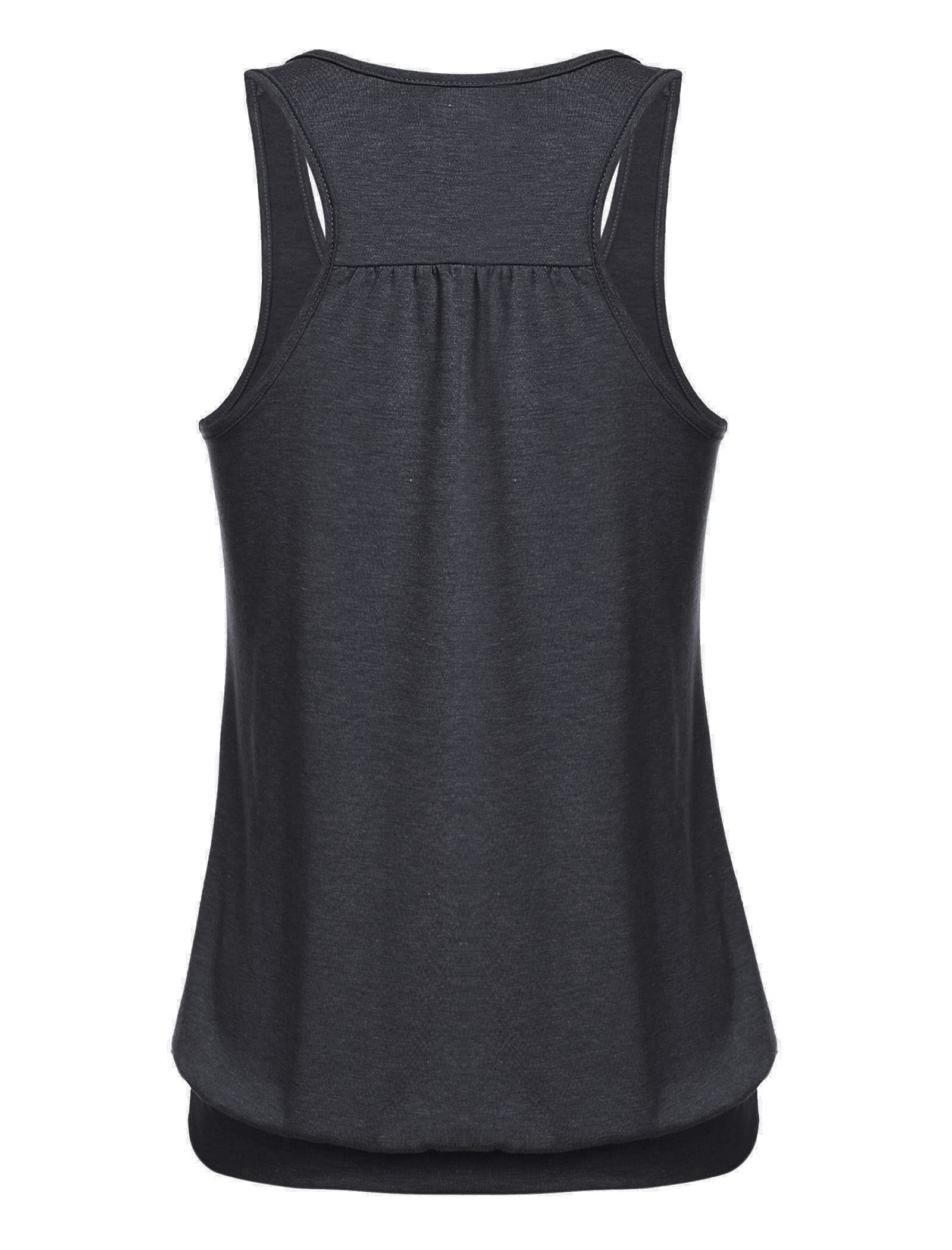 Summer Sportswear Tops for Women Loose Fit Tank Tops Gym Clothes Dark Grey S