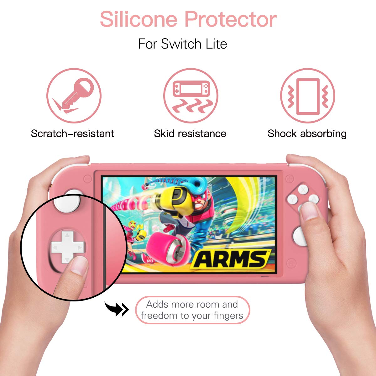 TiMOVO Cover Compatible with Switch Lite - Zacian and Zamazenta Edition Case, Anti-Slip Soft Silicone Cover Case Protective Shell Fit Switch Lite Console, Pink