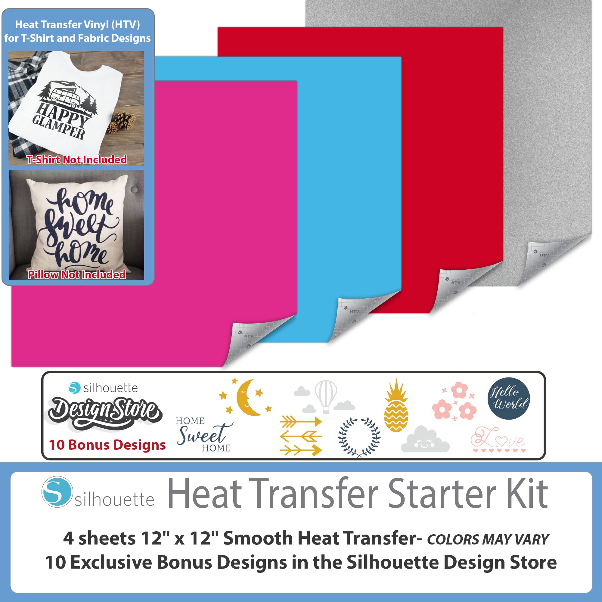 Silhouette Cameo 4 Black Bundle with Vinyl Starter Kit, Heat Transfer Starter Kit, 2 Autoblade-2, CrafterCuts Vinyl Tool Kit, 120 Designs, and Access to Ebooks, Tutorials, Classes.