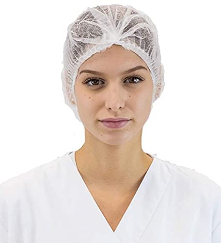QIAN SOU Disposable Bouffant Caps Silky Soft Hair Nets 24" Pack of 100