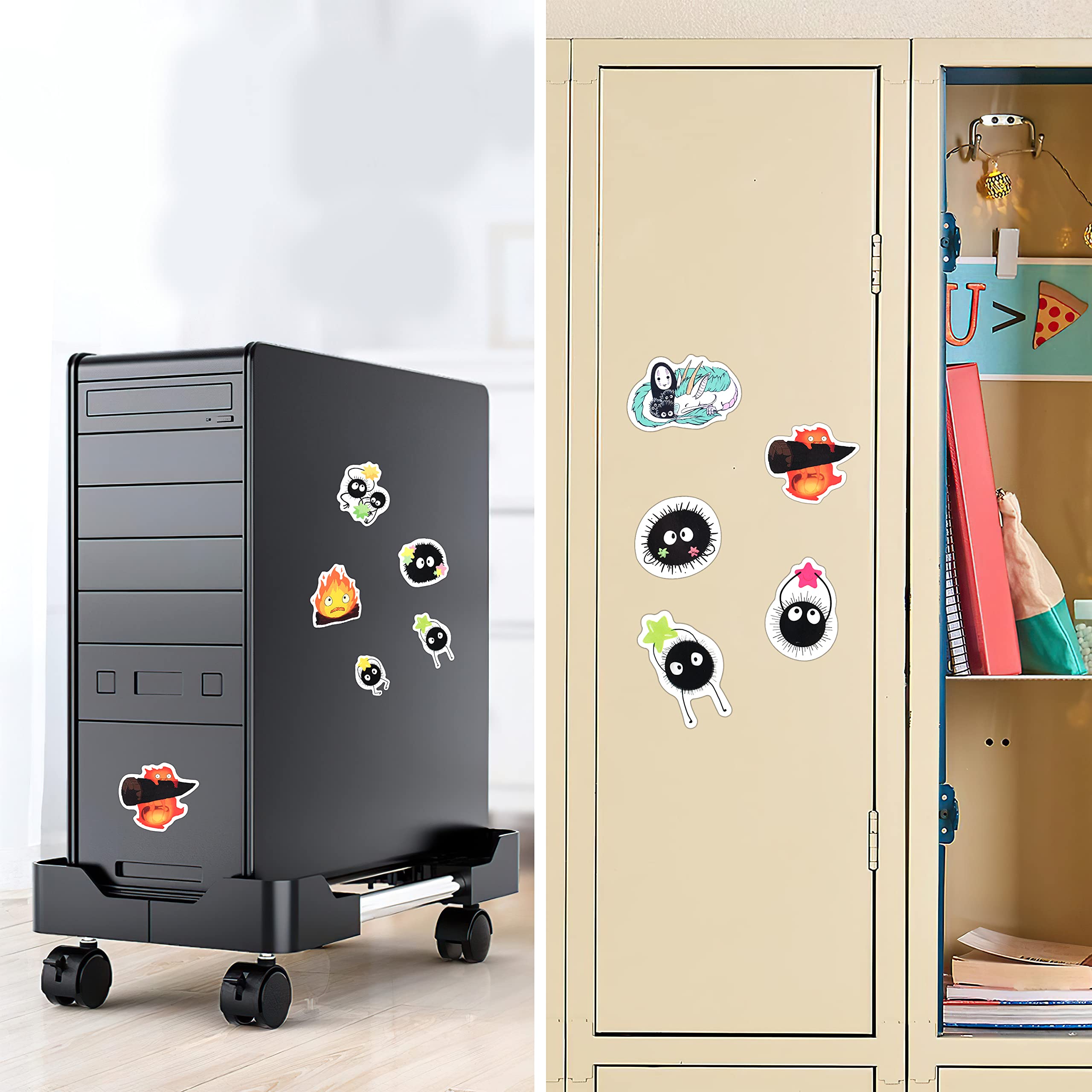 Pounchi Soot Sprites Fridge Magnet (9 Pack) Anime Magnet Bumper Office Cabinets Decoration Fridge Metal Magnet Flexible Reusable Magnetic Vinyl