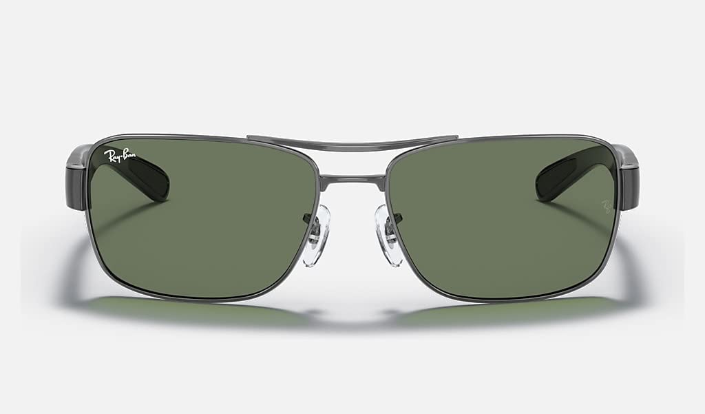 Ray-Ban RB3522 004/71 61M Gunmetal/Green Sunglasses For Men+ BUNDLE with Designer iWear Eyewear Kit