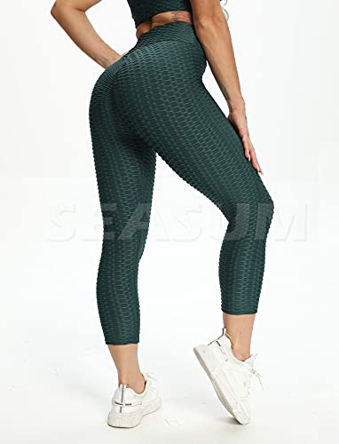 SEASUM Women's High Waist Yoga Pants Tummy Control Slimming Booty Leggings Workout Running Butt Lift Tights M