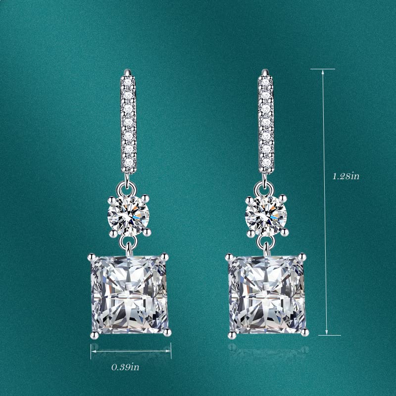 Wisven Square Diamond Earrings Electroplated Silver French Buckle Hypoallergenic Single Diamond Ear Hook