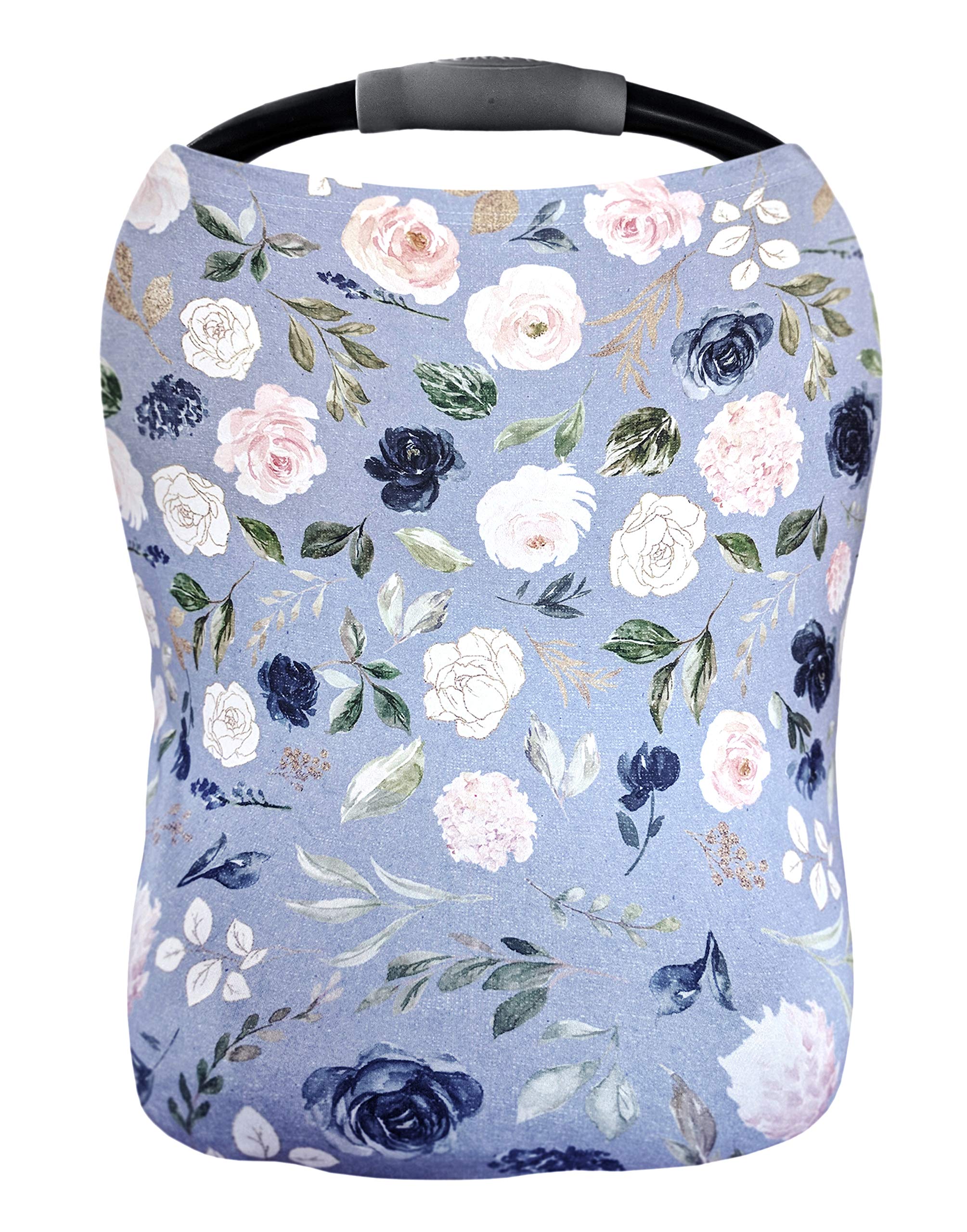 Pobi Baby Car Seat Covers and Nursing Cover - Soft and Stretchy Floral Pattern (Serenity)