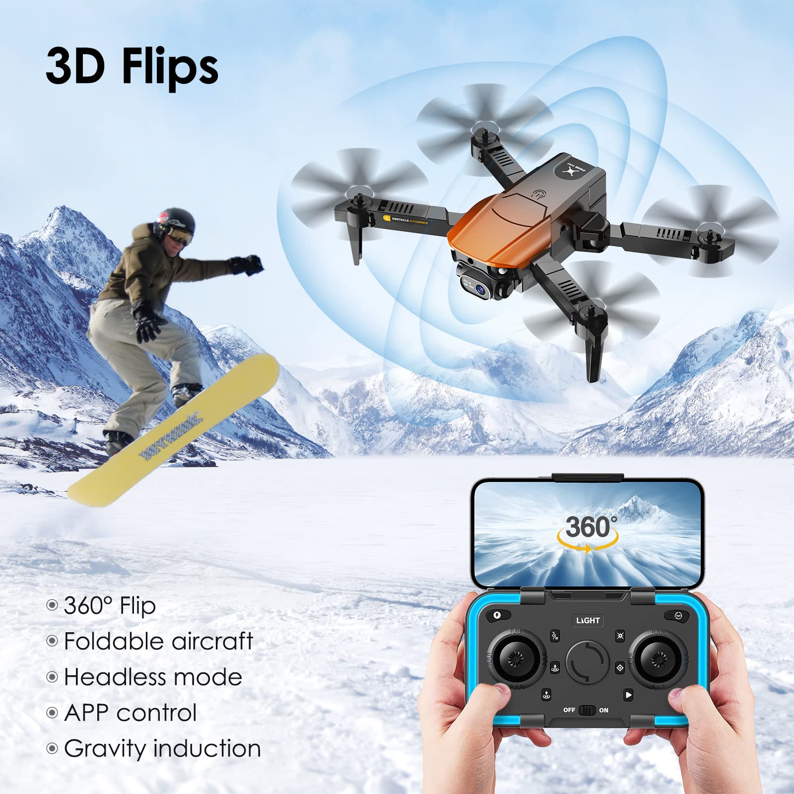PLINUS Mini Drone with Camera, 720P HD FPV Drones with Carrying Case, 3 Batteries, One Key Start, Altitude Hold, Headless Mode and 3D Flips, Toys for Kids and Adults