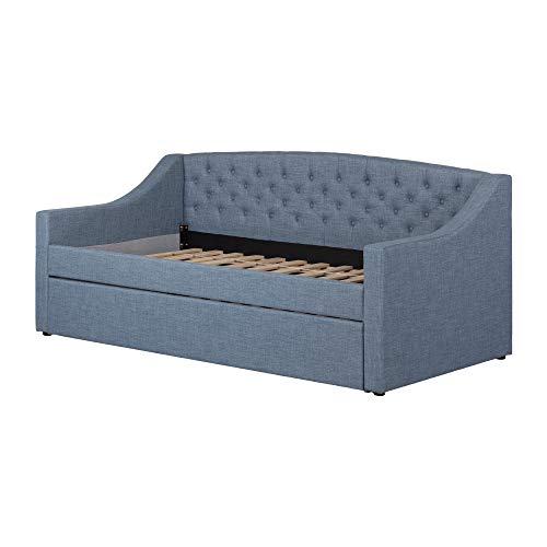 South Shore Tiara Upholstered Daybed with Trundle, Twin, Blue