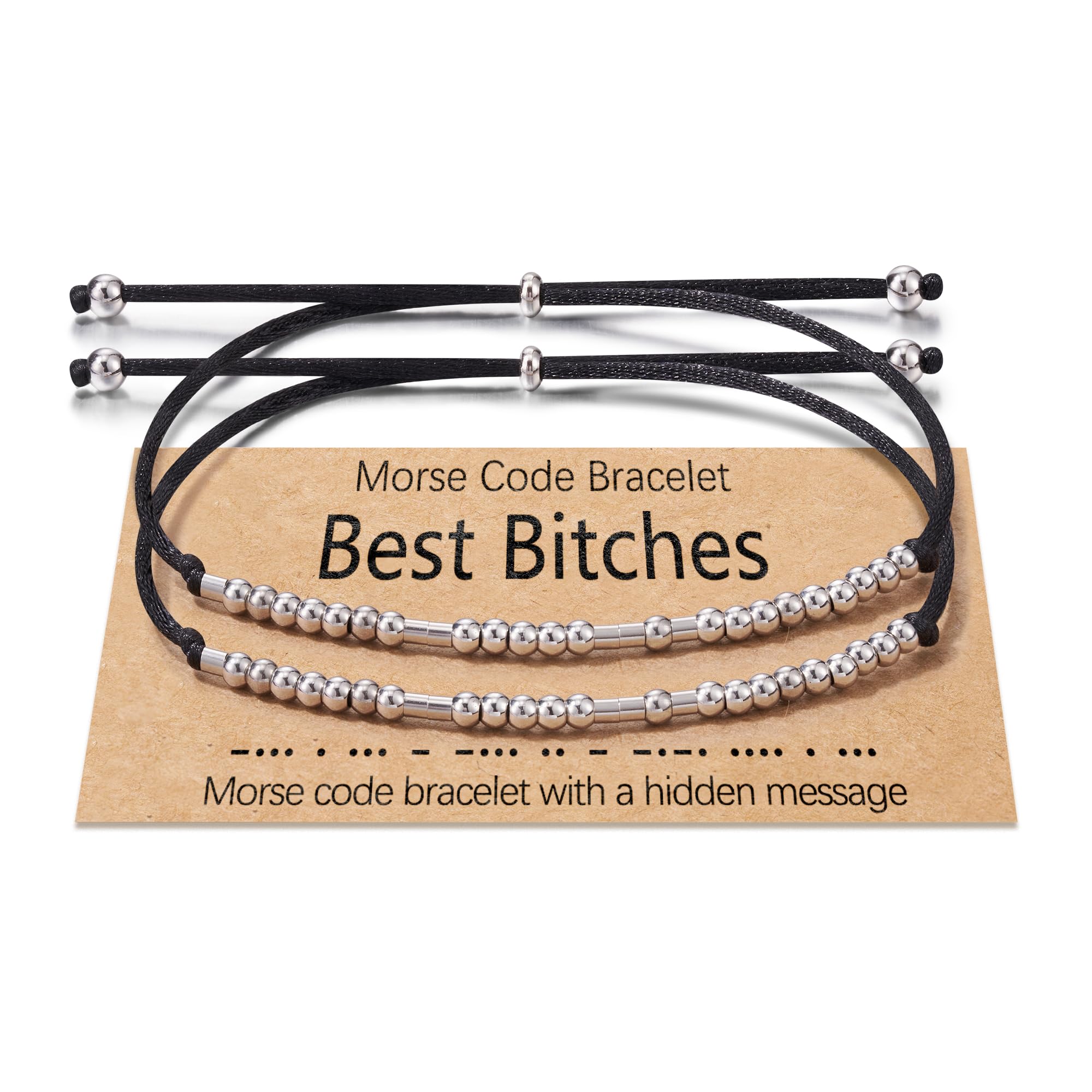 Shonyin Morse Code Bracelet Best Friend Bracelet Set Friendship Galentines Day Jewelry Gift For 2 Sister Teen Women Men