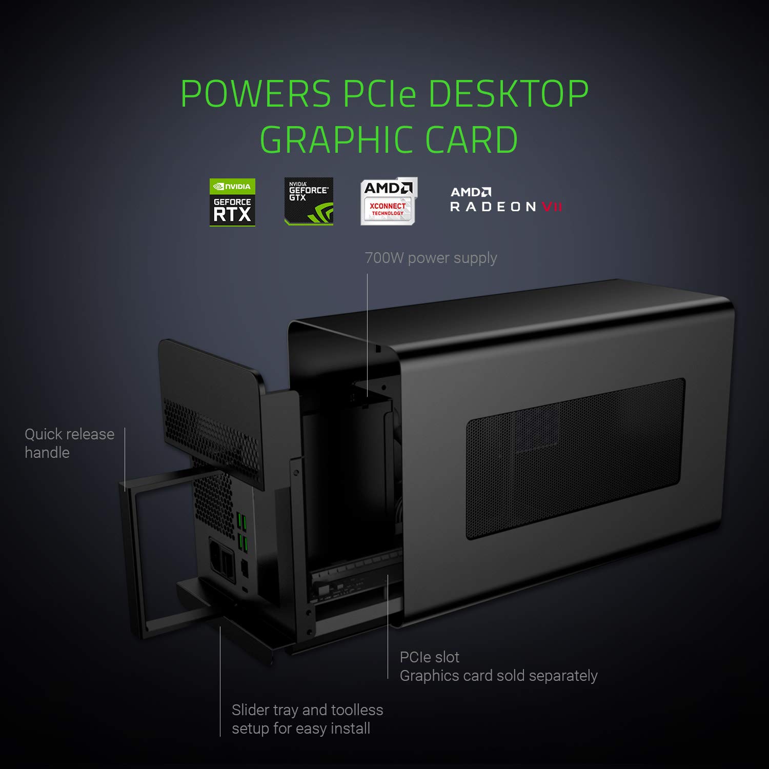 Razer Core X Chroma Aluminum External GPU Enclosure (eGPU): Compatible with Windows & MacOS Thunderbolt 3 Laptops, NVIDIA/AMD PCIe Support, 700W PSU, 4X USB 3.1, 1x Gbit Ethernet, Chroma RGB, Black