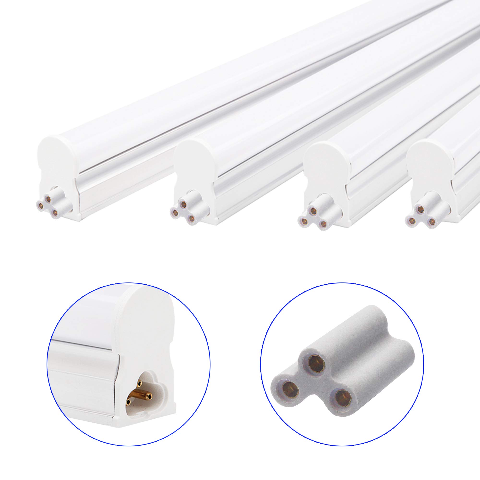 SinLoon T5 LED Light Bulbs 8 Clips Holder Bracket+3Pin 4 Connector Double End Fluorescent Coupler Plunger Lampholder for Lamp Socket Shop Light Fixture, Led Ceiling Lamp(4-Pair 20.5MM)