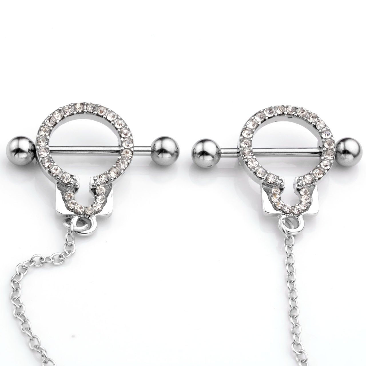 PiercingJ 2-10pcs 14G Stainless Steel Nipple Rings Nipple Shield Ring Chain Nipplerigns Ball Piercing Barbells Slivery Golden Tone