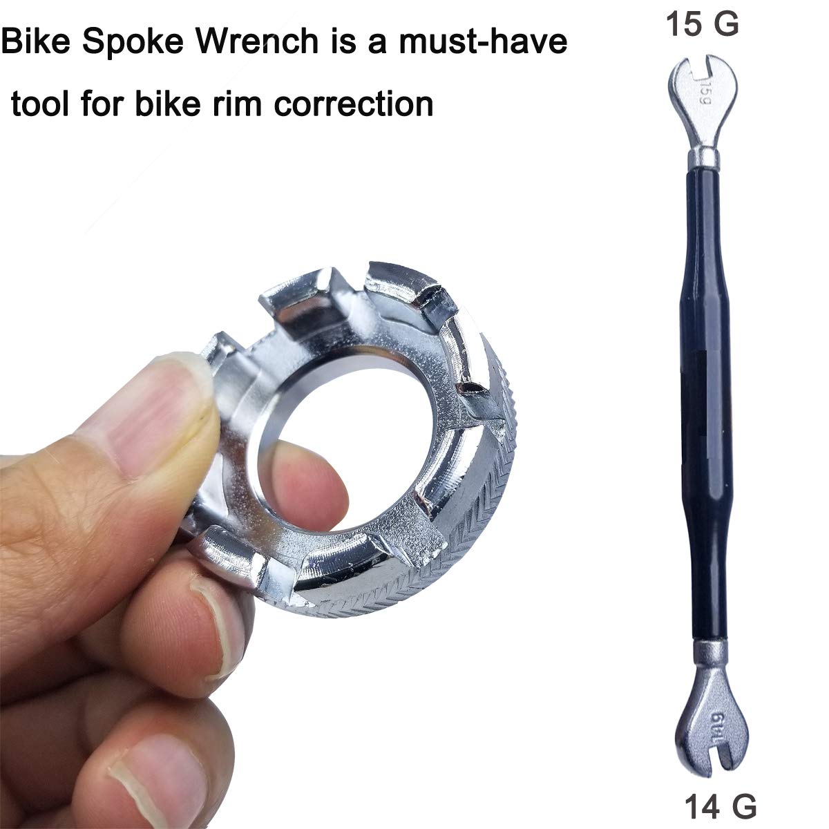 SINYUM 4 Pack Bike Spoke Tool Bicycle Spoke Wrench Cycling Pocket Tools 6 in one Bike Rim Correct Kit