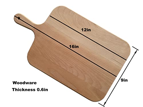 Wood Cutting Board With Handle,Large Wooden Chopping Board for Kitchen,Charcuterie Boards Meat Cheese Pastry Fruit Bread Board,Serving Board Butcher Block,tabla de picar cocina16X9''