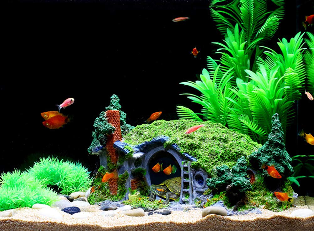 Sdtom Aquarium Decorations Fish Tank Ornament Reptile House Shelter Decor Aquarium Hillside with Betta Cave