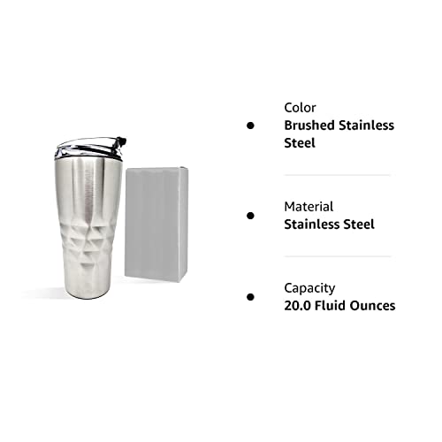 Primula Peak Hot or Cold Thermal Tumbler - Triple Layer Copper Technology, 20 Ounce, Brushed Stainless Steel